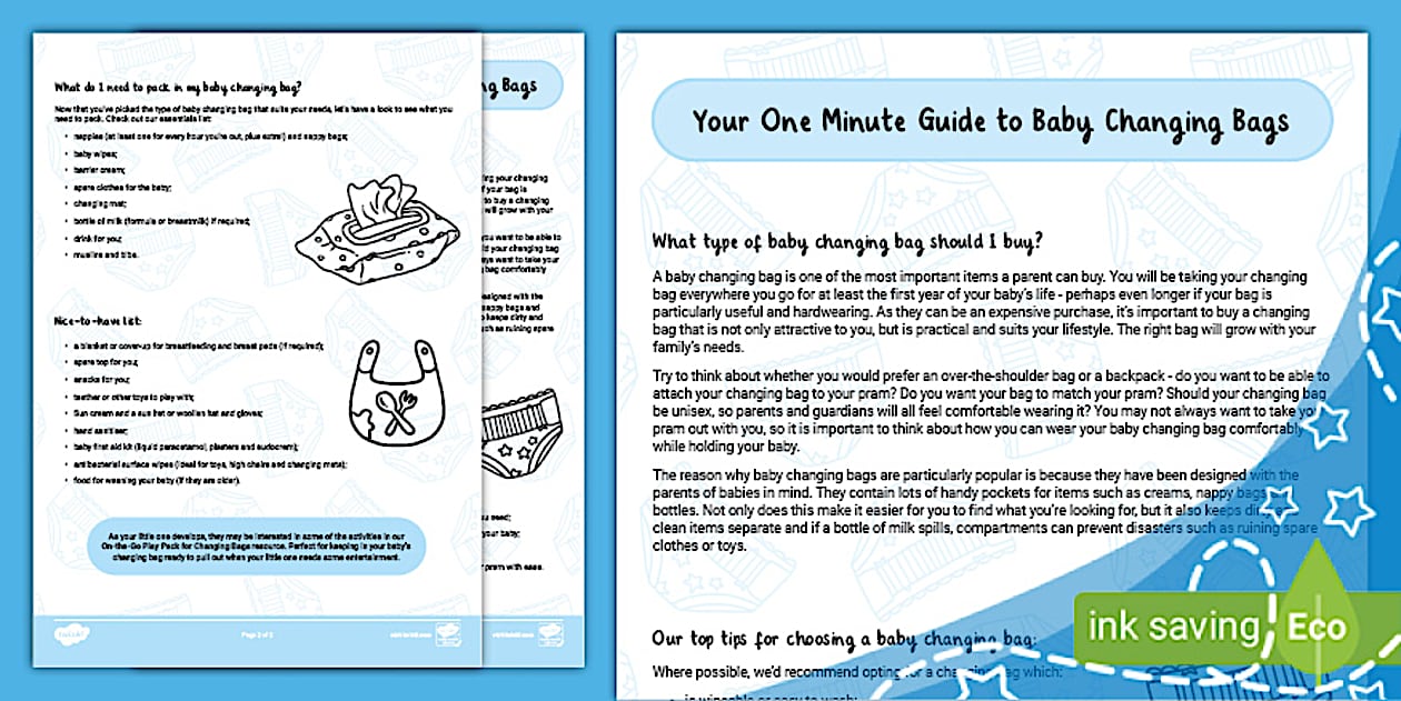 Your One Minute Guide to Baby Changing Bags (teacher made)