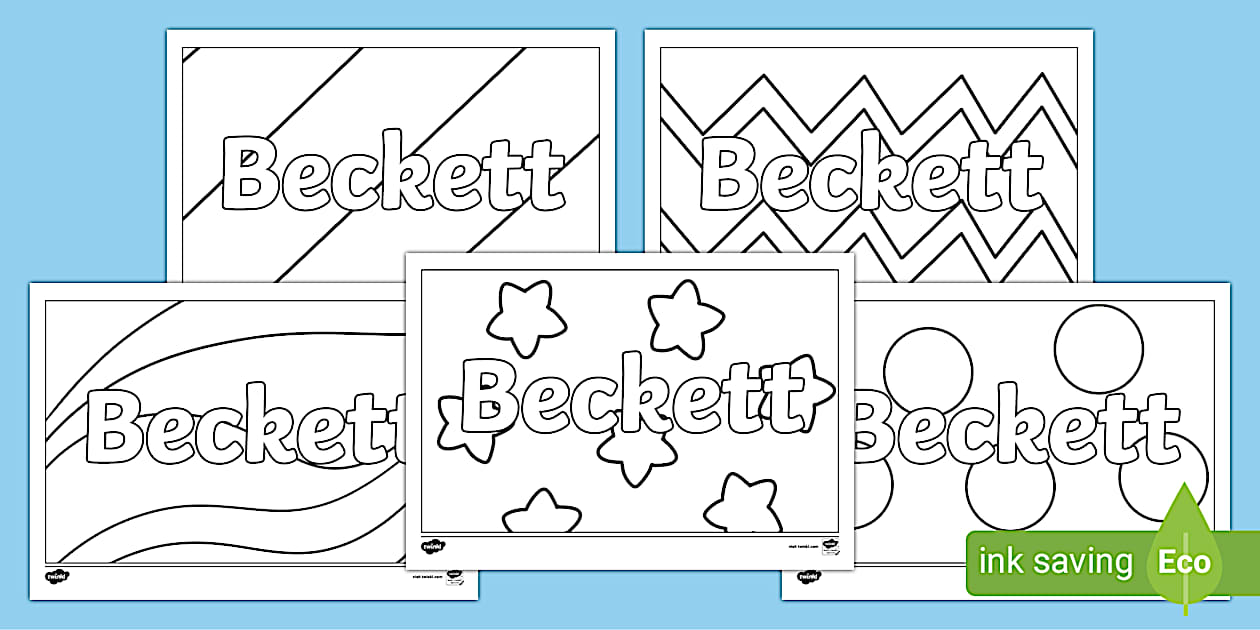 Beckett Name Simple Colouring Activity Sheets (teacher made)