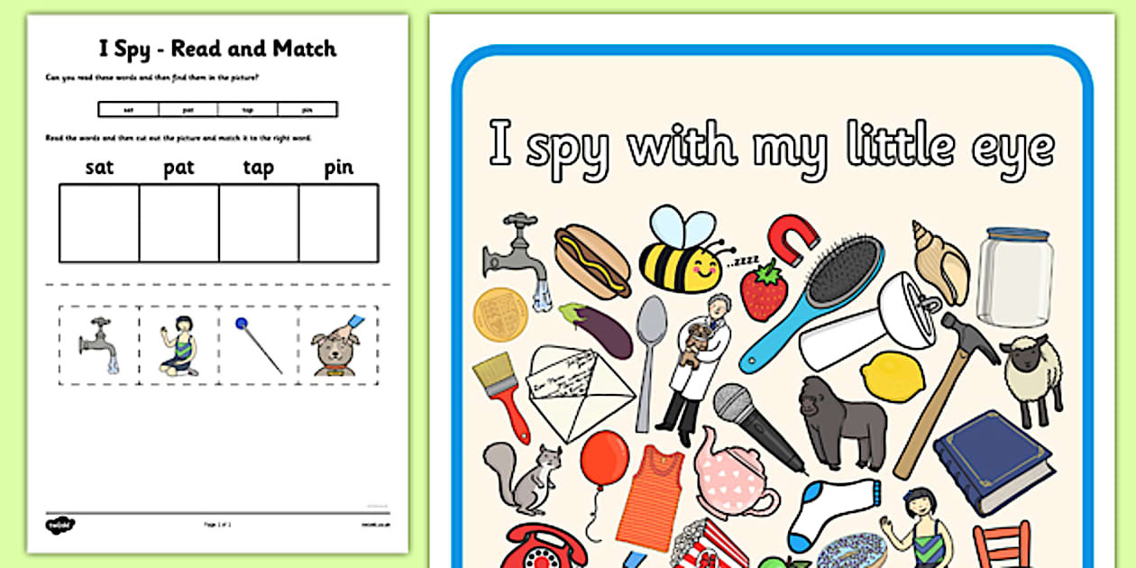 Black and White I Spy Read and Match Phase 2 Set 1 - Twinkl