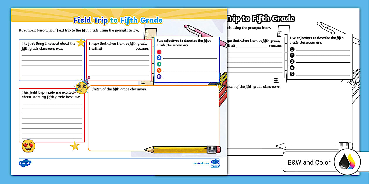 Fourth Grade End of Year Field Trip to Fifth Grade Worksheet