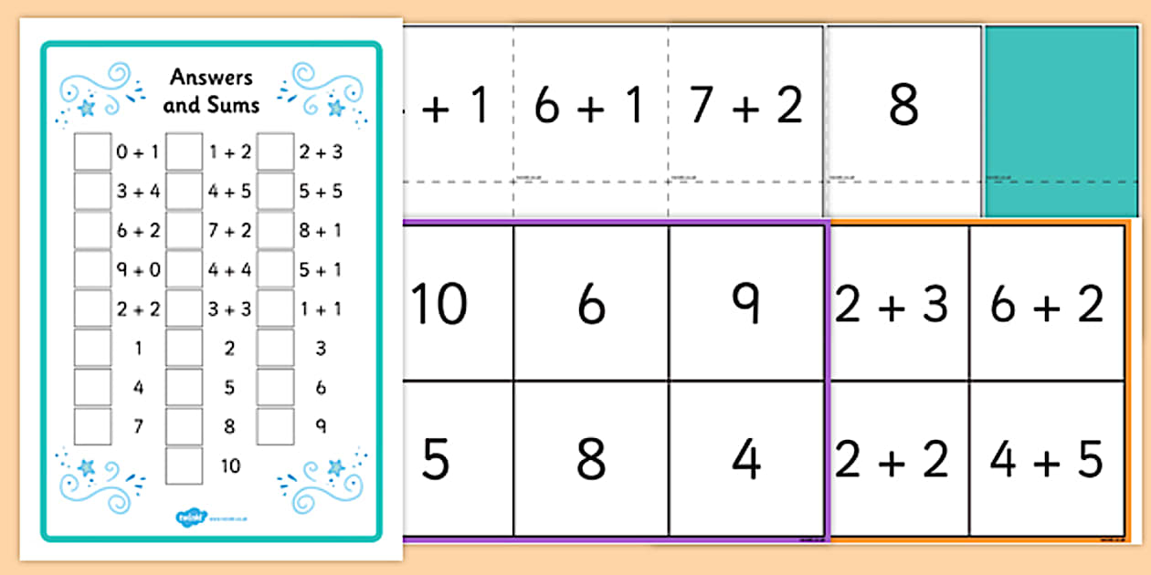 Adding up to 10 Maths Bingo and Lotto Pack (teacher made)