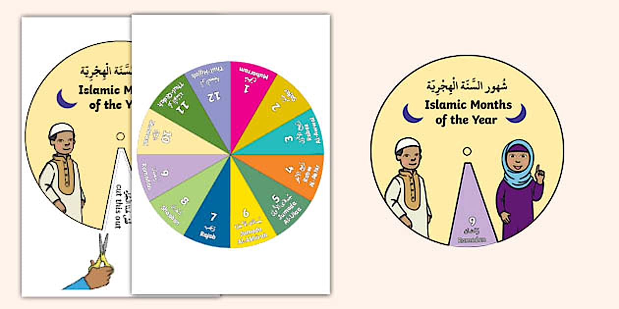 KS1 Islamic Months Spinning Wheel Activity Arabic/English