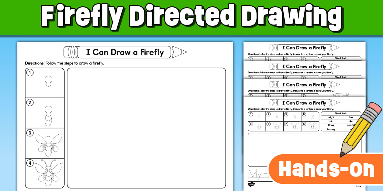 Firefly Directed Drawing | Printable Draw & Write Worksheets