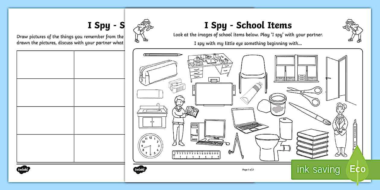 Editable I Spy School Items Game - Twinkl
