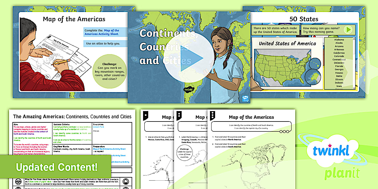 Continents, Countries and Cities in America Lesson Plan 1 - Year 6 ...