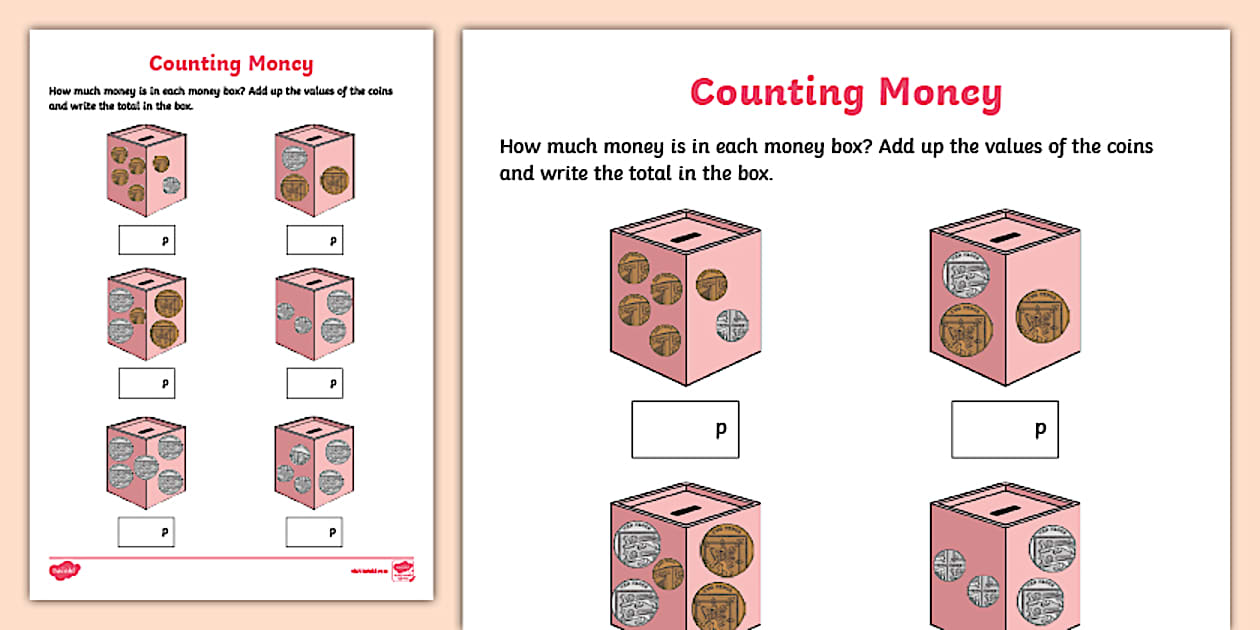 Counting Money Worksheet - KS1 - Maths - Twinkl