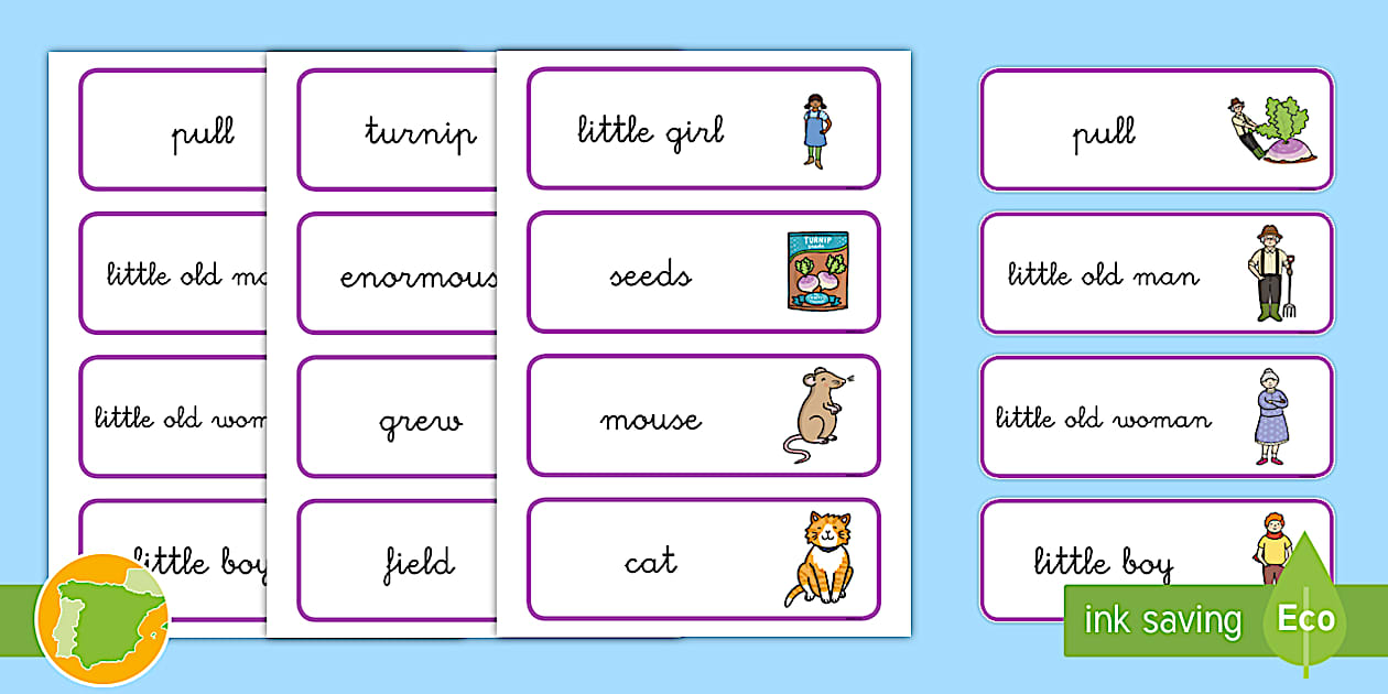 A2 Tarjetas de vocabulario: The Enormous turnip - cuento en inglés