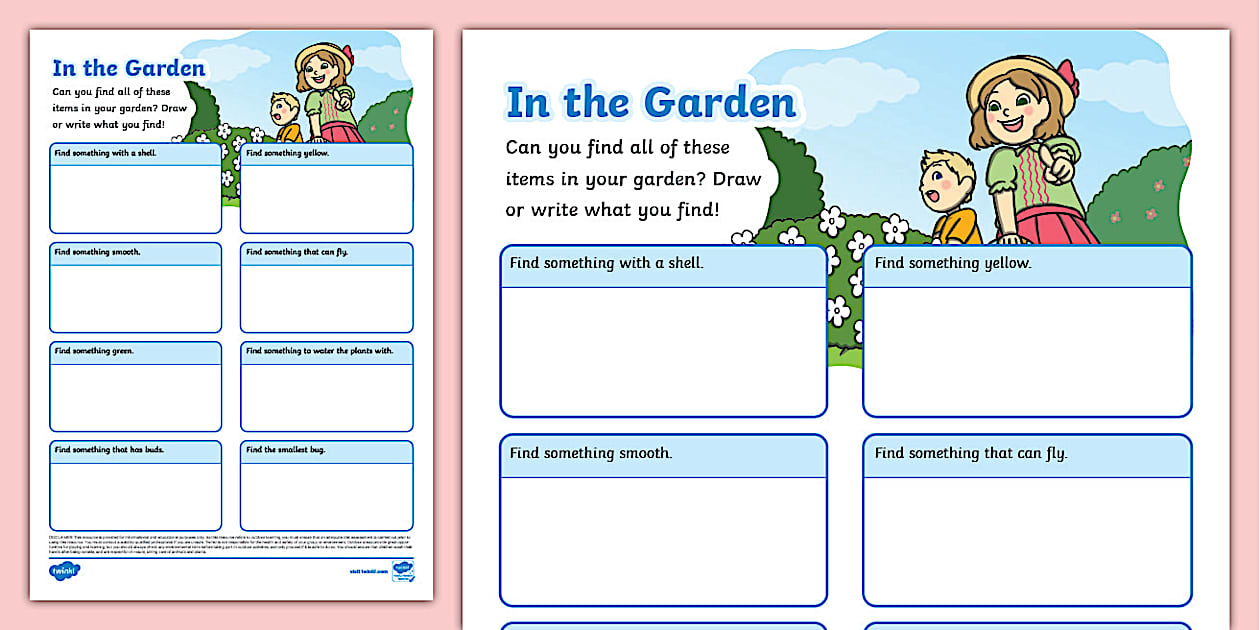 In the Garden Scavenger Hunt Worksheet (Teacher-Made)