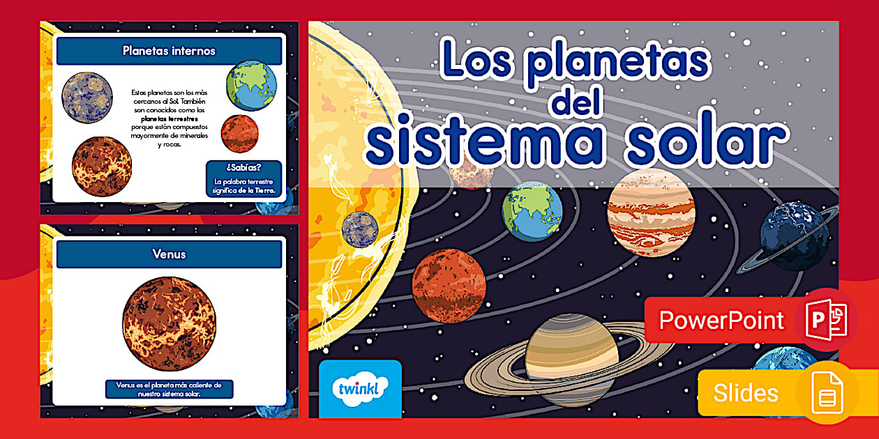 Presentación de PowerPoint y Google Slides: Los planetas del sistema solar