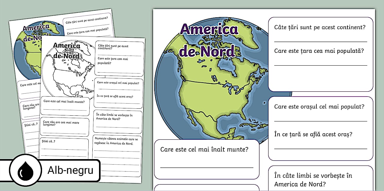 America de Nord – Fișă de investigație - Twinkl