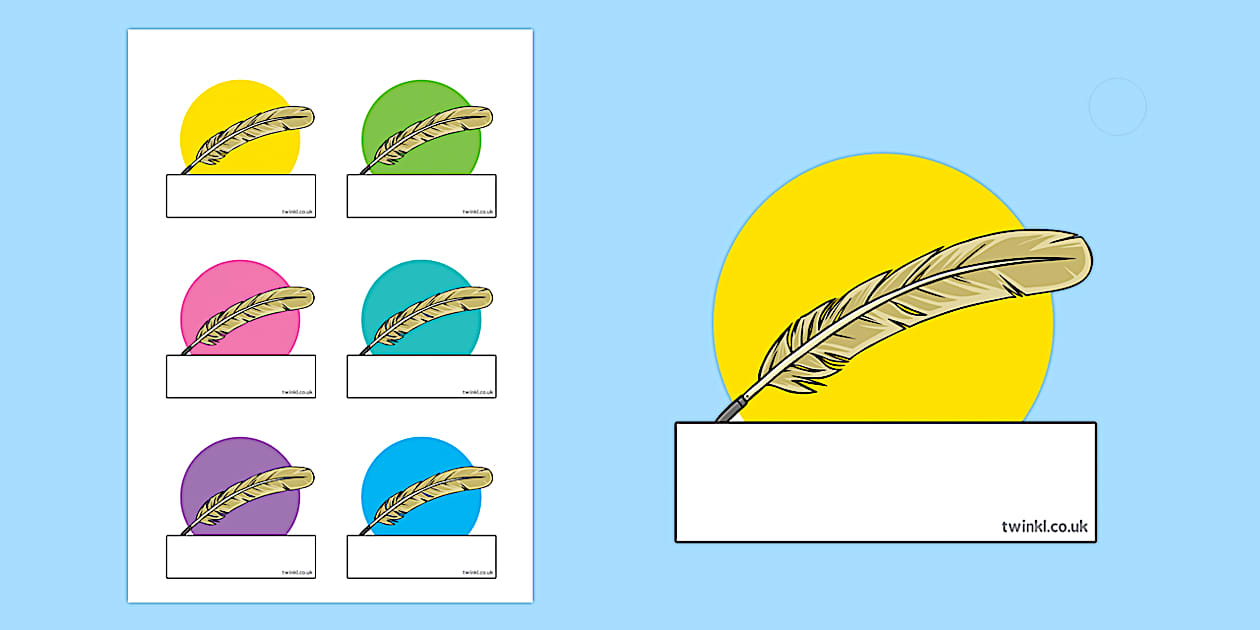 👉 Editable Self-Registration Labels Feather Quills