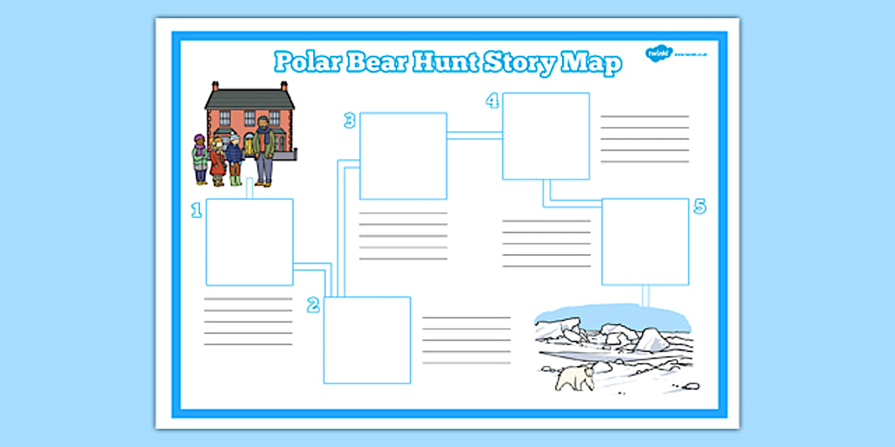 Polar Bear Hunt Story Map Worksheet / Worksheet - Twinkl