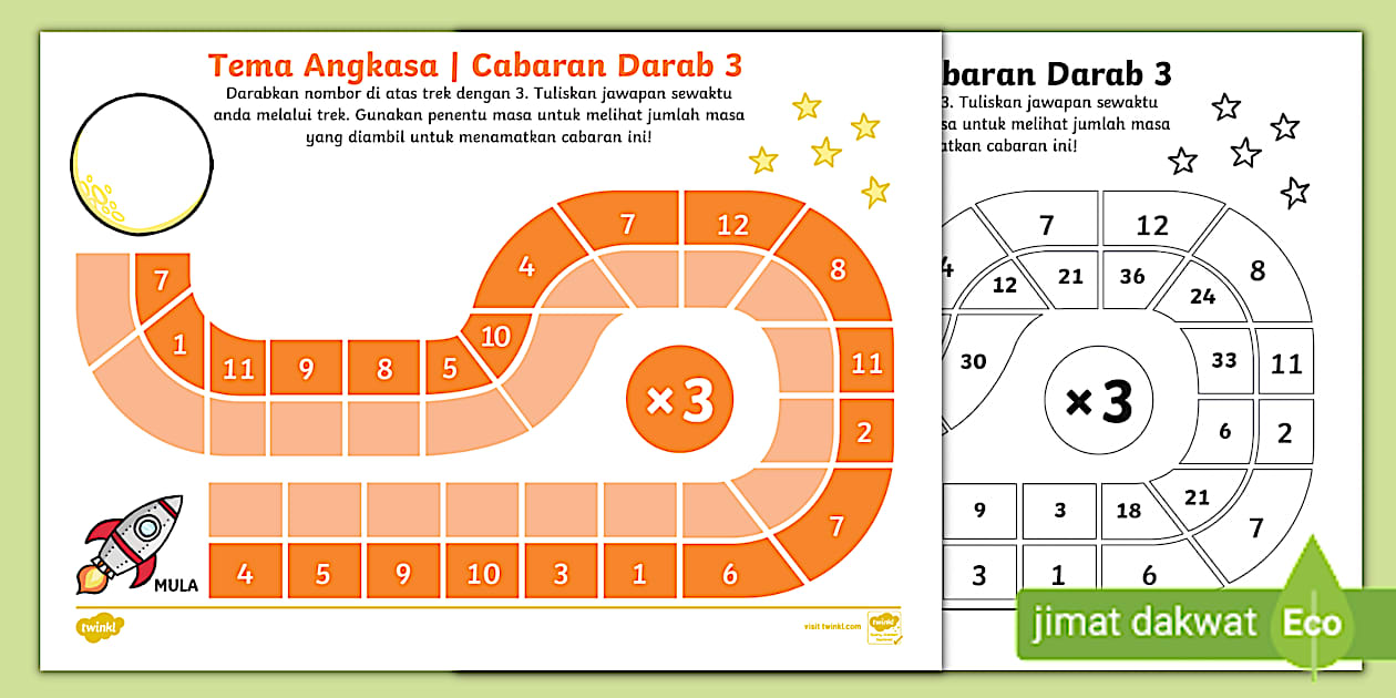 Latihan Sifir Darab 3 Tema Angkasa (teacher made) - Twinkl