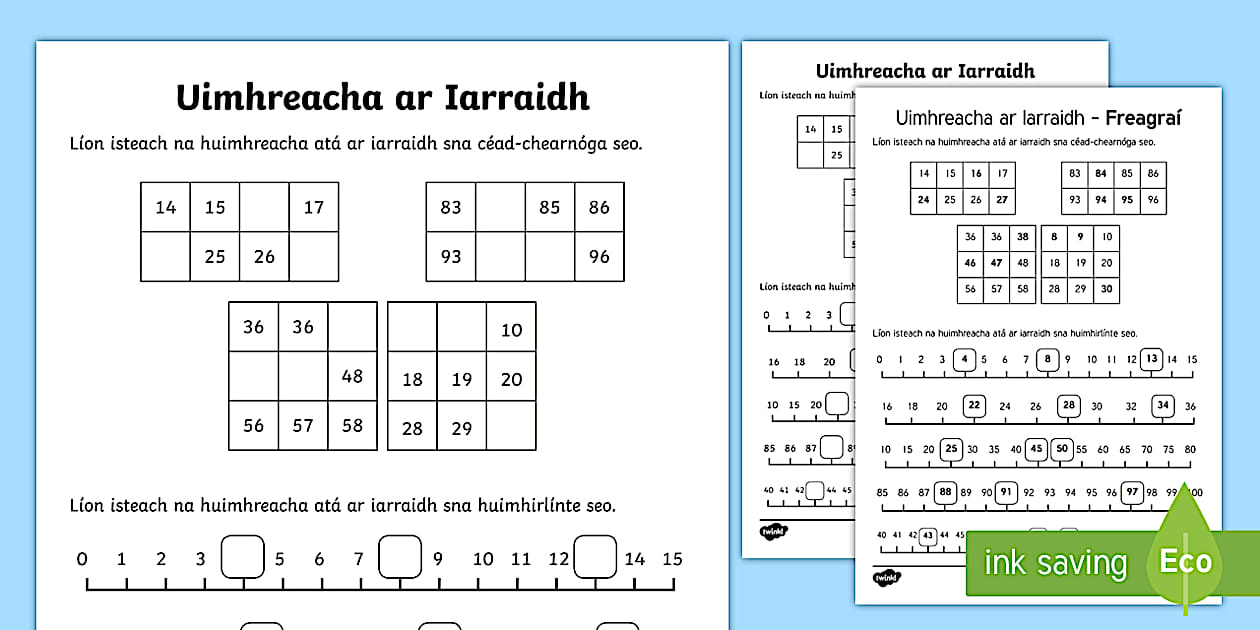Bileog Oibre: Uimhreacha ar Iarraidh