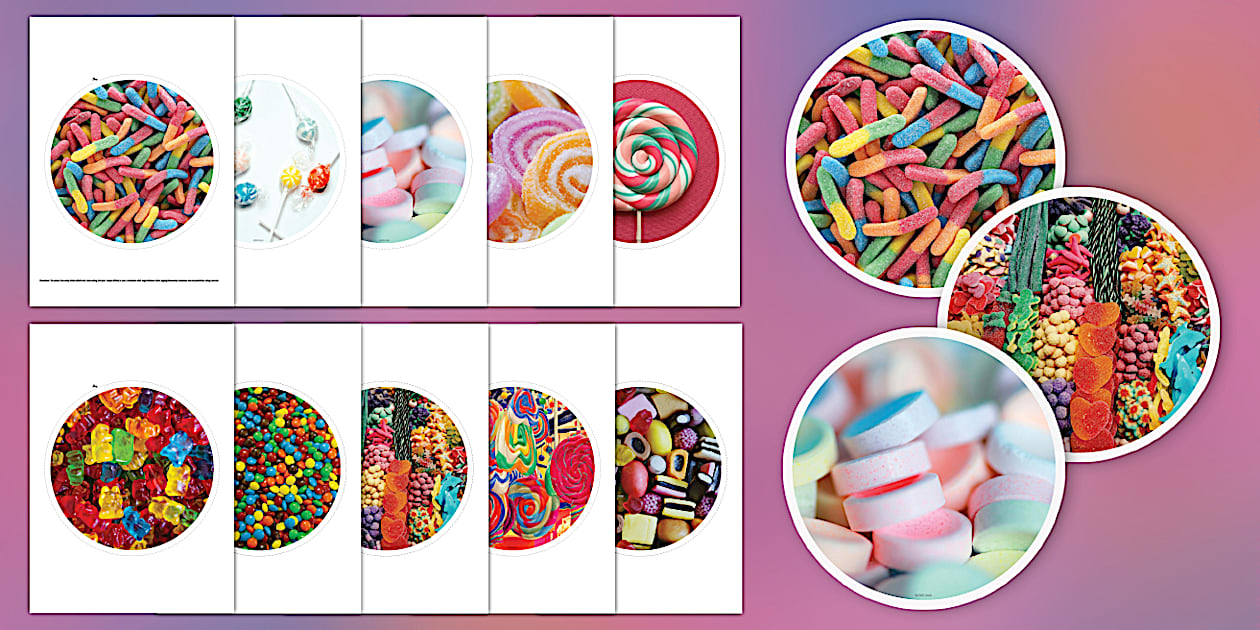 Sweets Photo Circle Display Cut-Outs (teacher made) - Twinkl