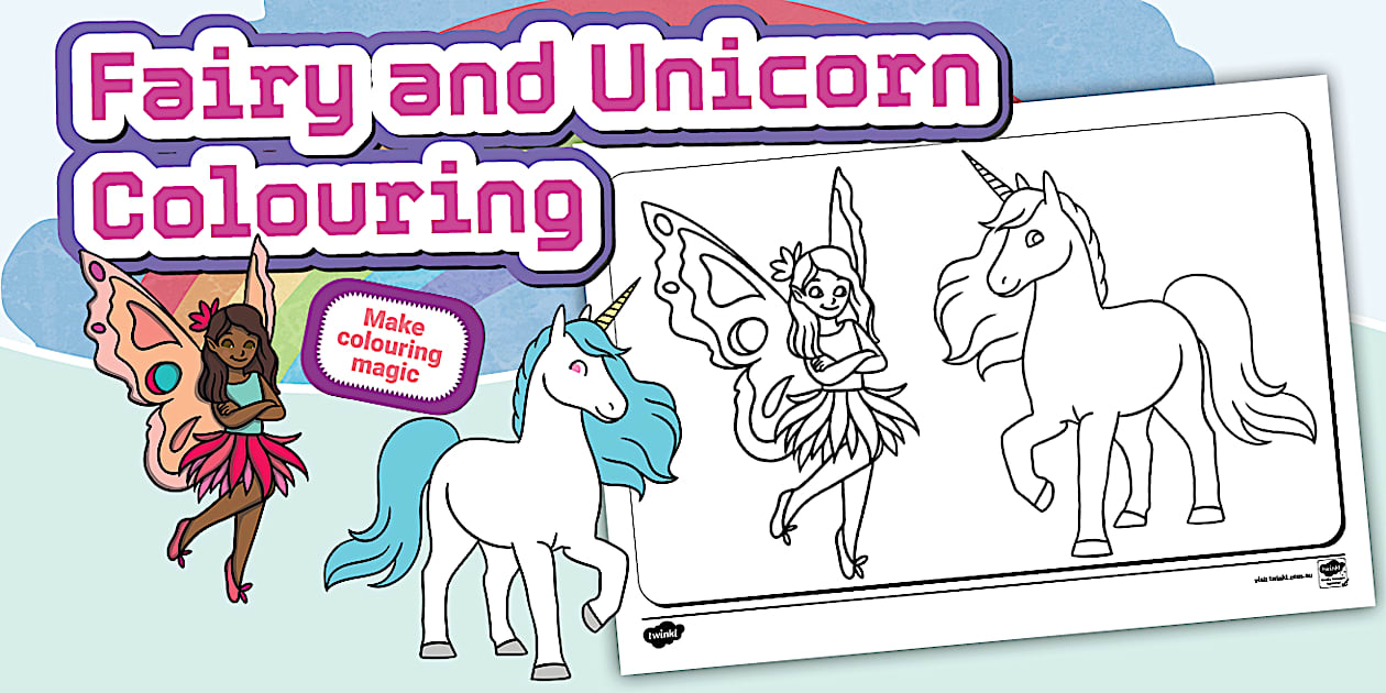 * NEW * Fairy and Unicorn Colouring Page