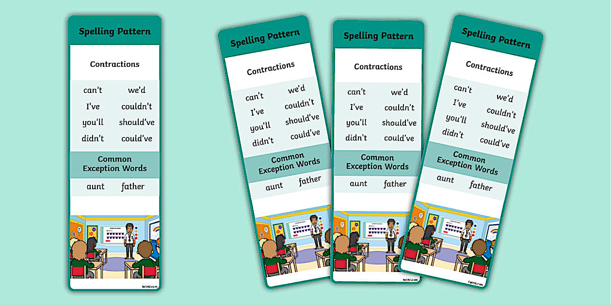 Level 6 Week 22 Spelling Bookmarks - contractions - Twinkl