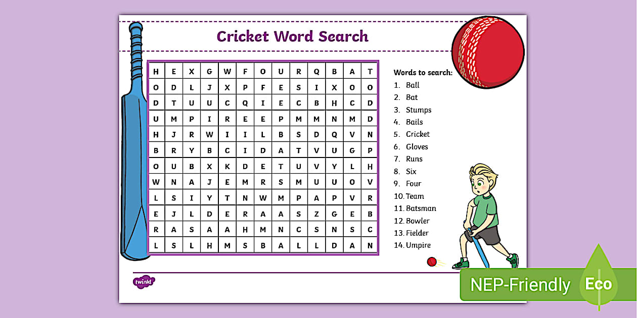 Cricket Word Search (teacher made) - Twinkl