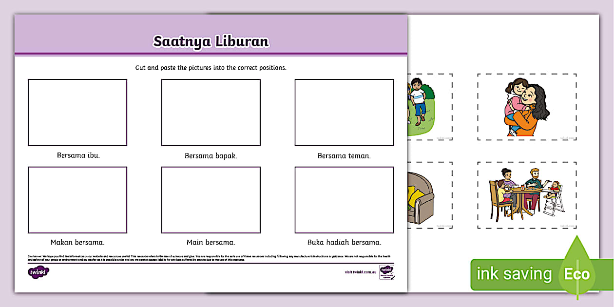 Holiday Time Cut and Paste - Indonesian (Teacher-Made)