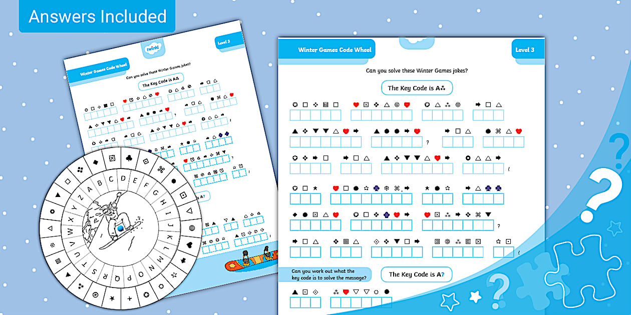 Winter Games Secret Code Wheel - L3 - Twinkl Puzzled