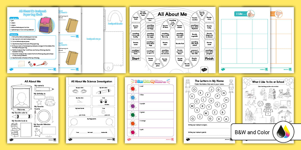 Prekindergarten All About Me Activity Pack (teacher made)