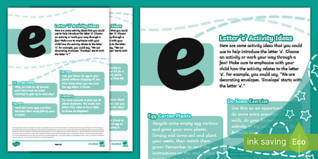 Letter 'e' Activity Ideas (teacher made) - Twinkl