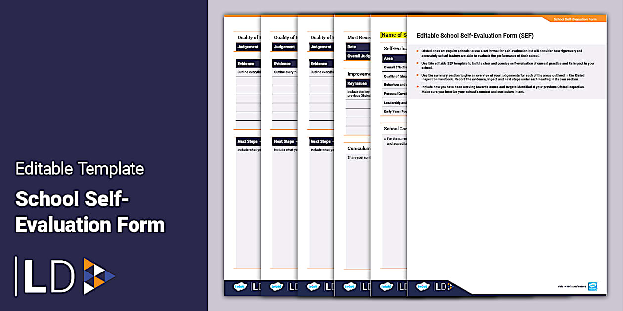 Editable School Self-Evaluation Form (SEF) (teacher made)