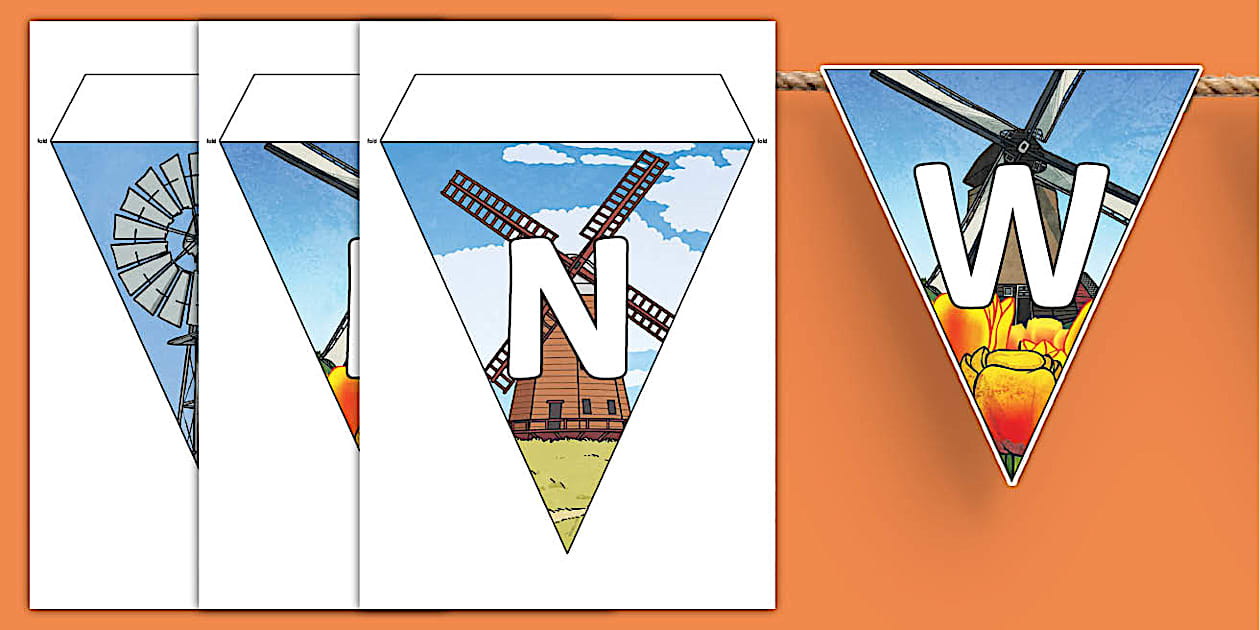 Windmills Title Display Bunting (professor feito) - Twinkl