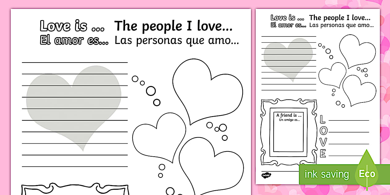 Valentine's Day Worksheet - English / Spanish - Valentines Day Worksheet
