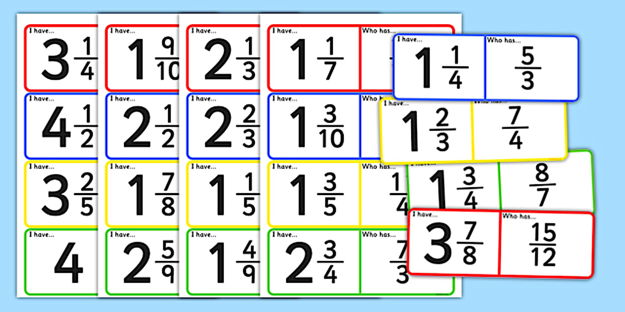 Improper Fraction Loop Cards (teacher made) - Twinkl