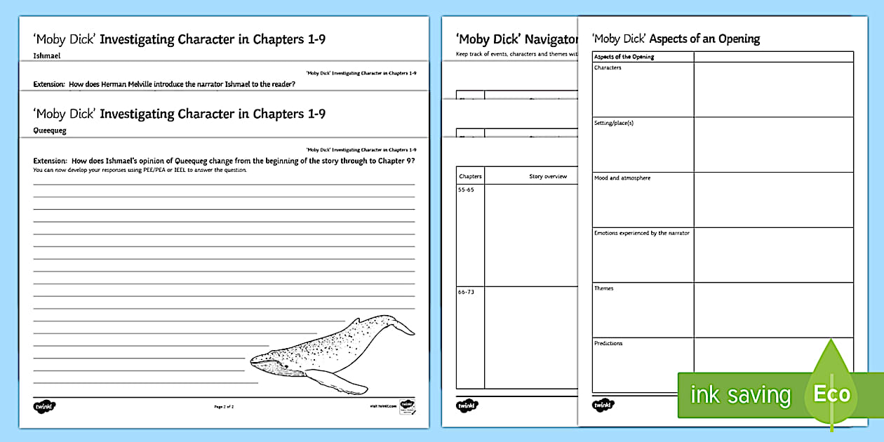 GCSE 'Moby Dick': Chapters 1-9 Activity Pack (teacher made)