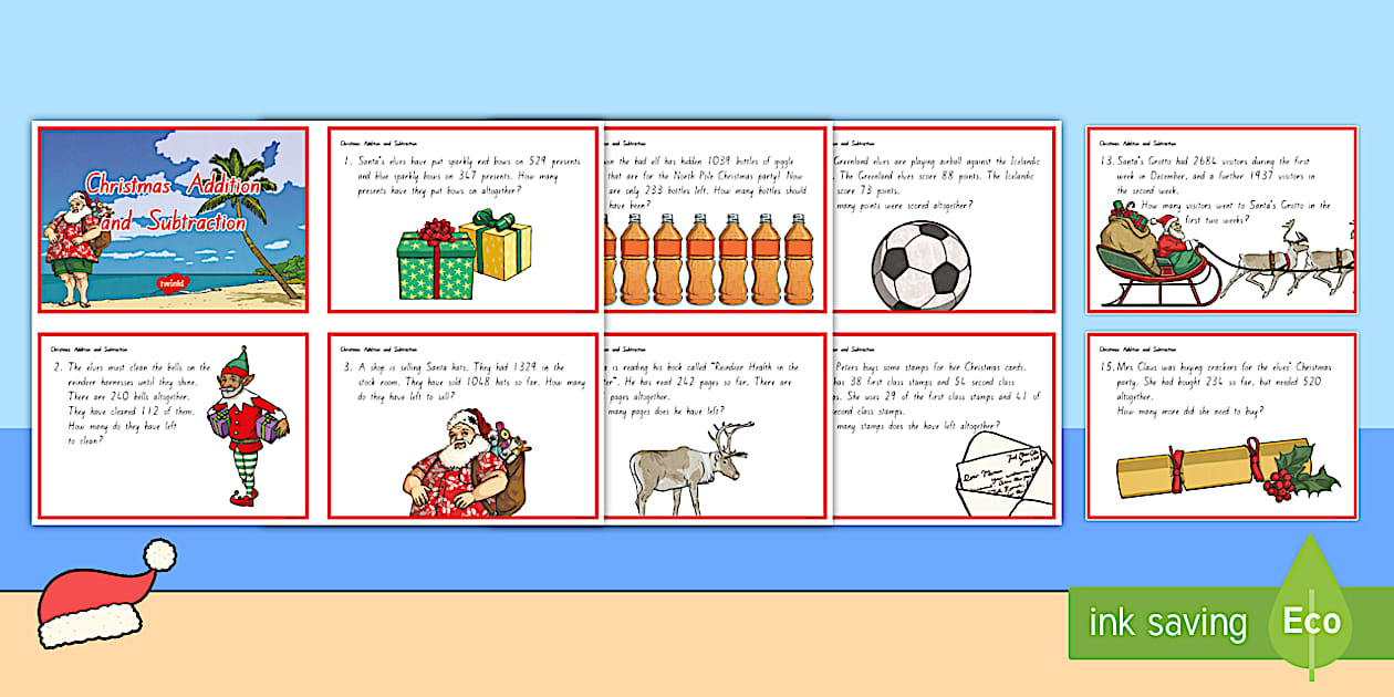 Addition and Subtraction Christmas Challenge Cards