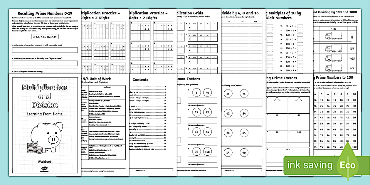 Year 5/6 Multiplication and Division Flexible/Remote Learning Maths ...