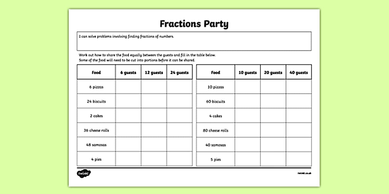 Year 3 Fractions Worksheet - Primary Resource - KS2 Maths