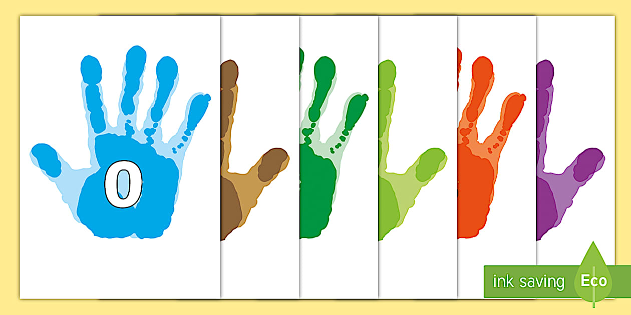 👉 Numbers 0 to 100 on Handprints Cut-Outs - - Twinkl