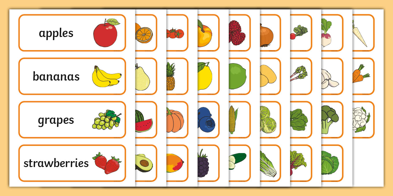 Fruit and Veg Shop Role-Play Word Cards - Twinkl