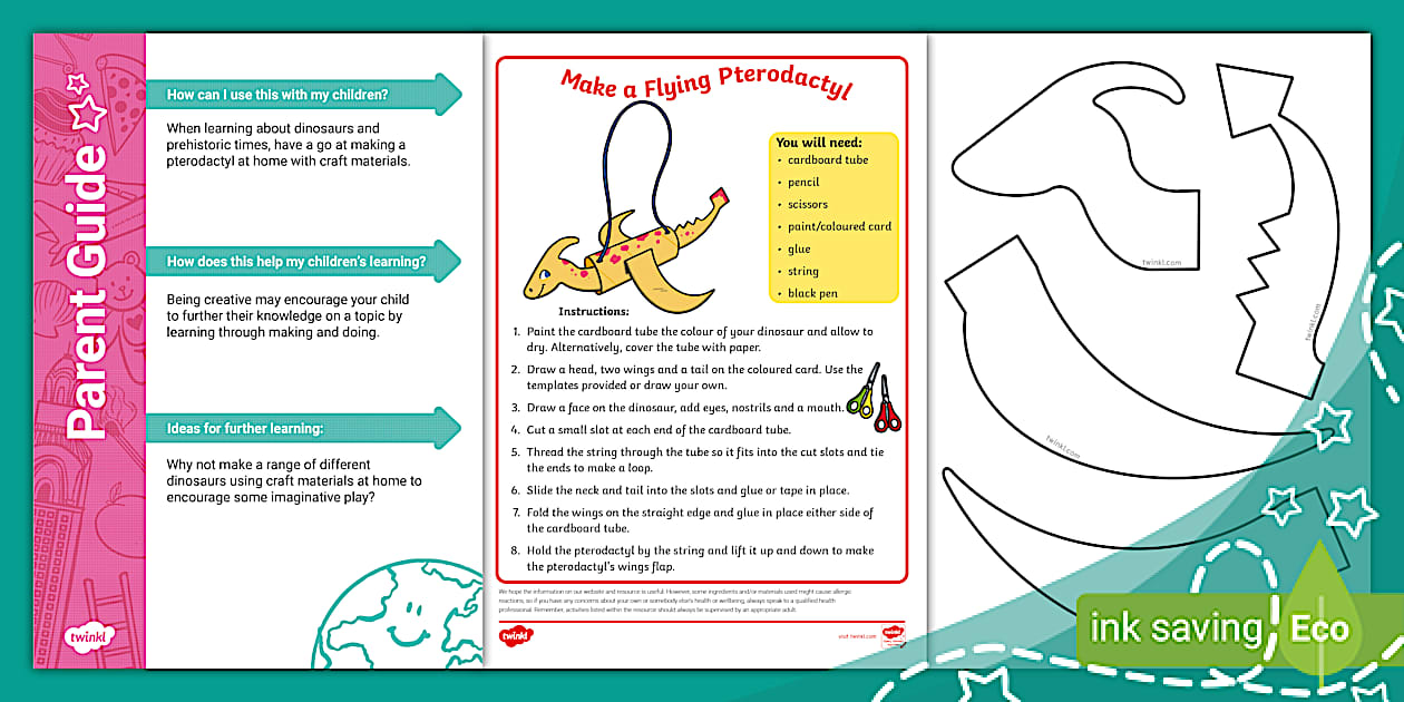 Flying Pterodactyl Craft Instructions (Hecho por educadores)