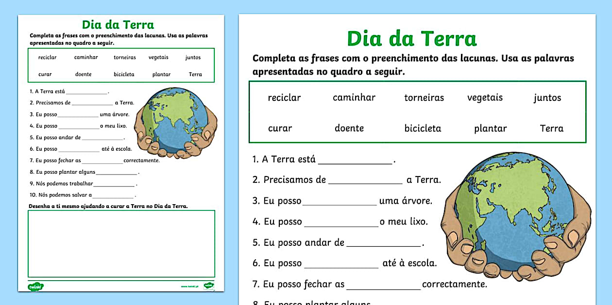 Ficha de Atividade sobre o Dia da Terra - Twinkl