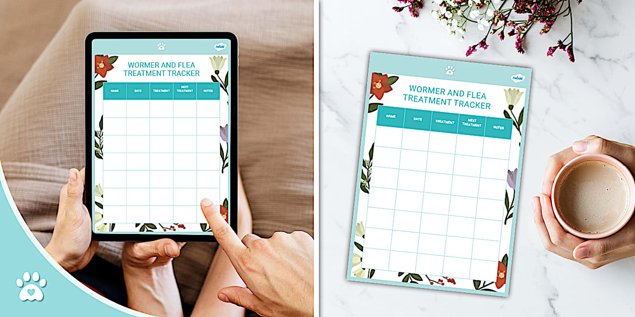 Wormer and Flea Treatment Tracker - Editable Chart - Pets