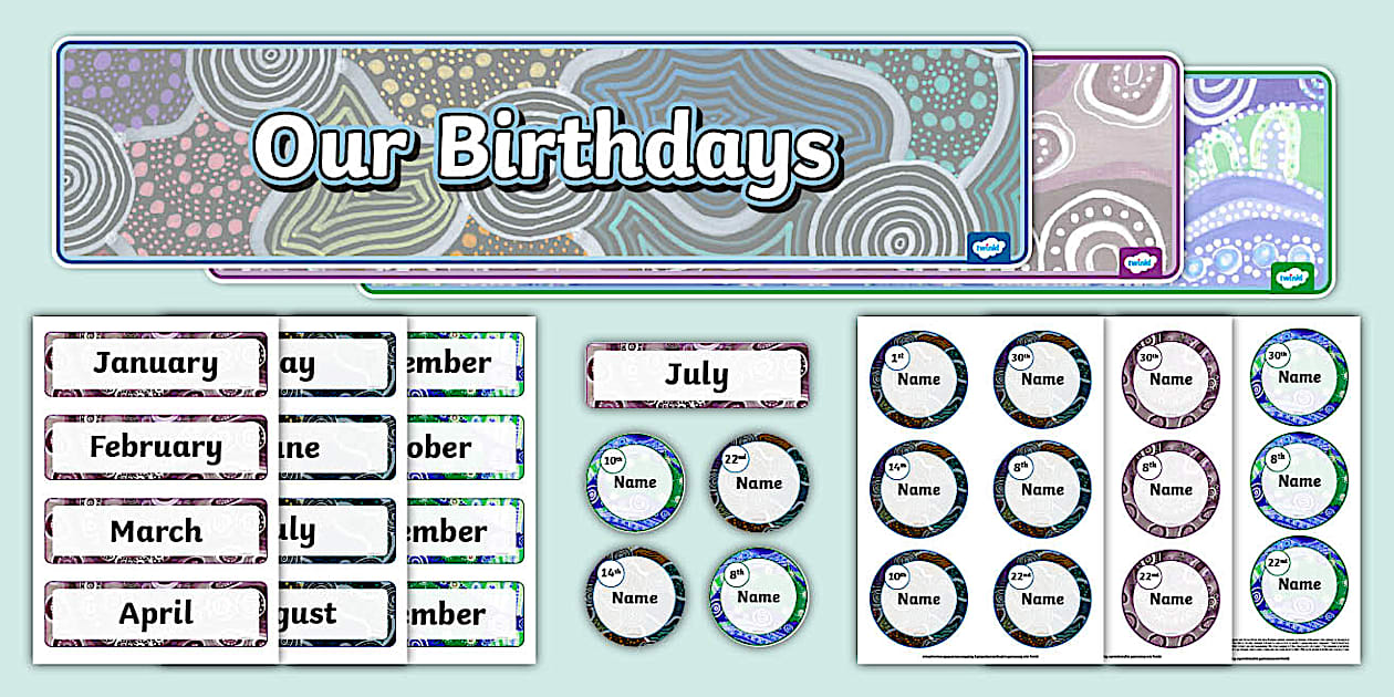 Indigenous Artwork Birthday Chart - Twinkl