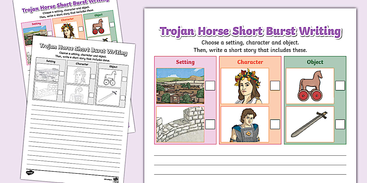 Trojan Horse Short Burst Writing Template - Twinkl