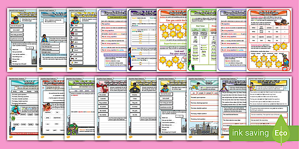 KS1 Superhero Super Sentences Worksheets | Twinkl | English