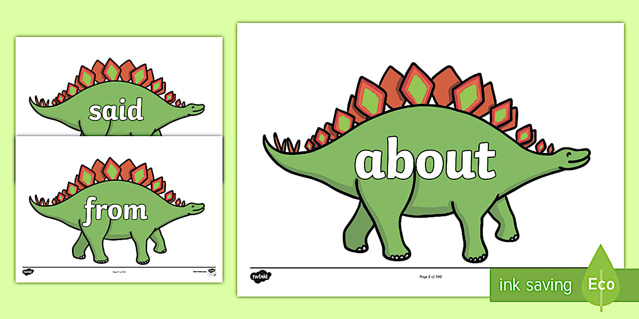 100 High Frequency Words on Dinosaurs (teacher made)