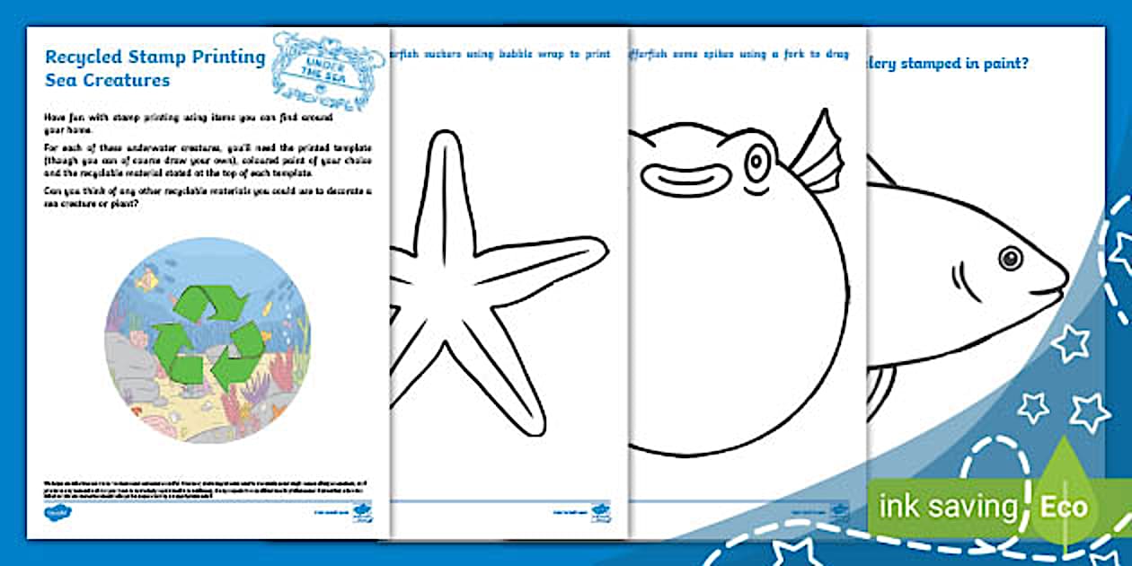 Recycled Printing Sea Creatures Craft Instructions - Twinkl