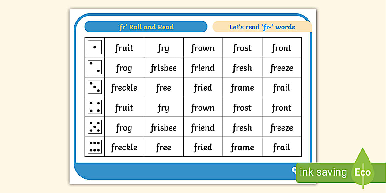 'fr' Roll and Read Board Game (teacher made) - Twinkl