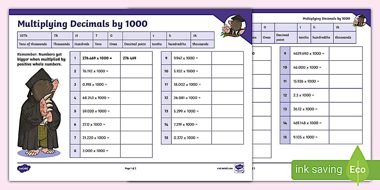 Multiplying Decimals by 1000 (teacher made) - Twinkl