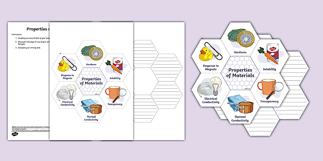 Properties of Materials Hexagon Writing Template - Twinkl