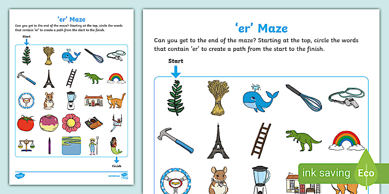 'er' Phonics Maze (Teacher-Made) - Twinkl