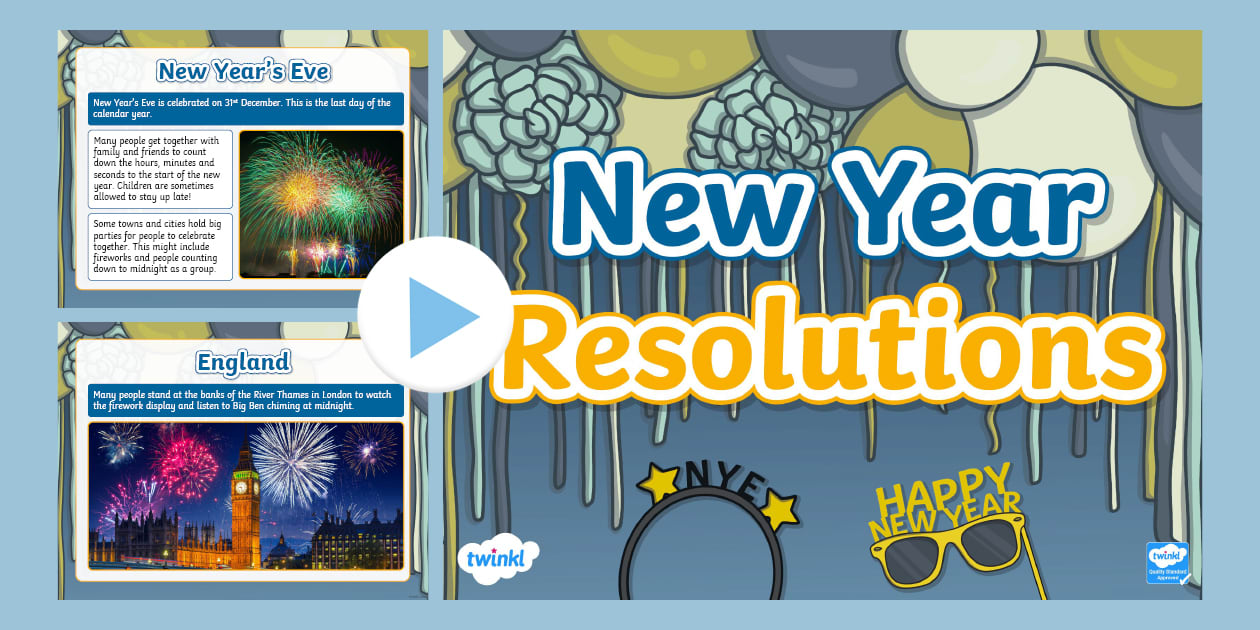 New Year Resolutions PowerPoint - Twinkl - KS1 - Twinkl