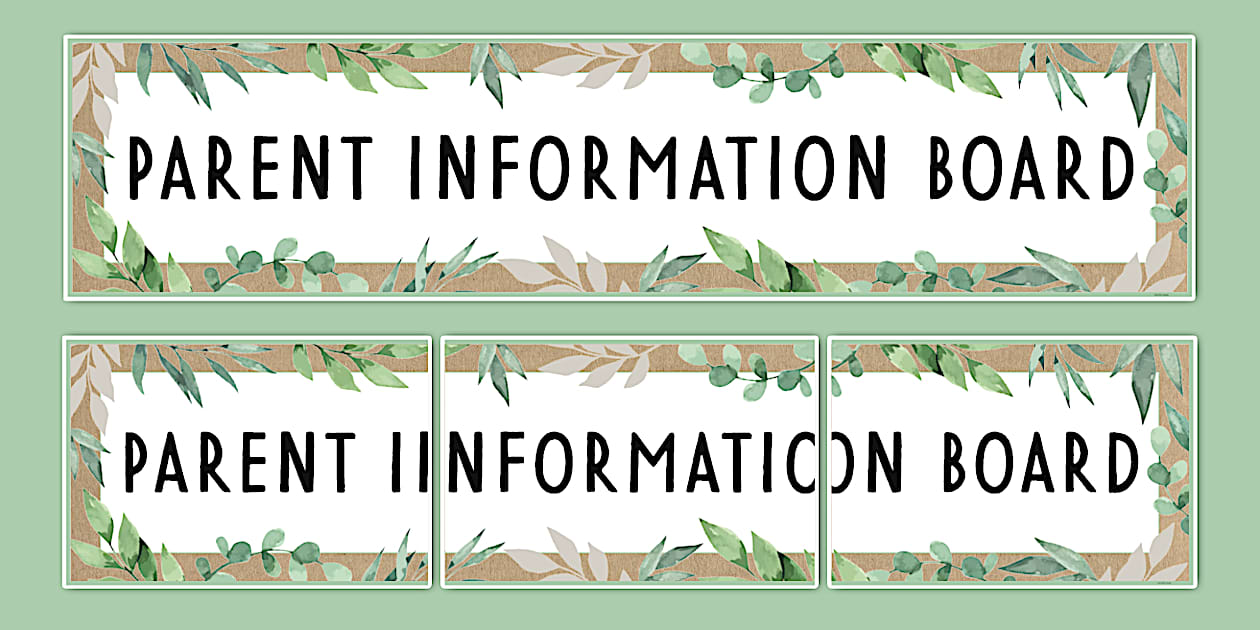 Muted Botanical Themed Parent Information Board Display Banner